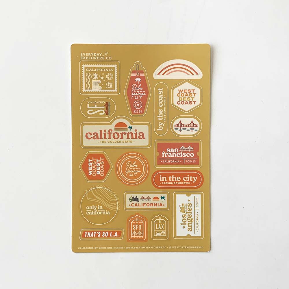 California - 4x6 Sticker Sheet – Everyday Explorers PH
