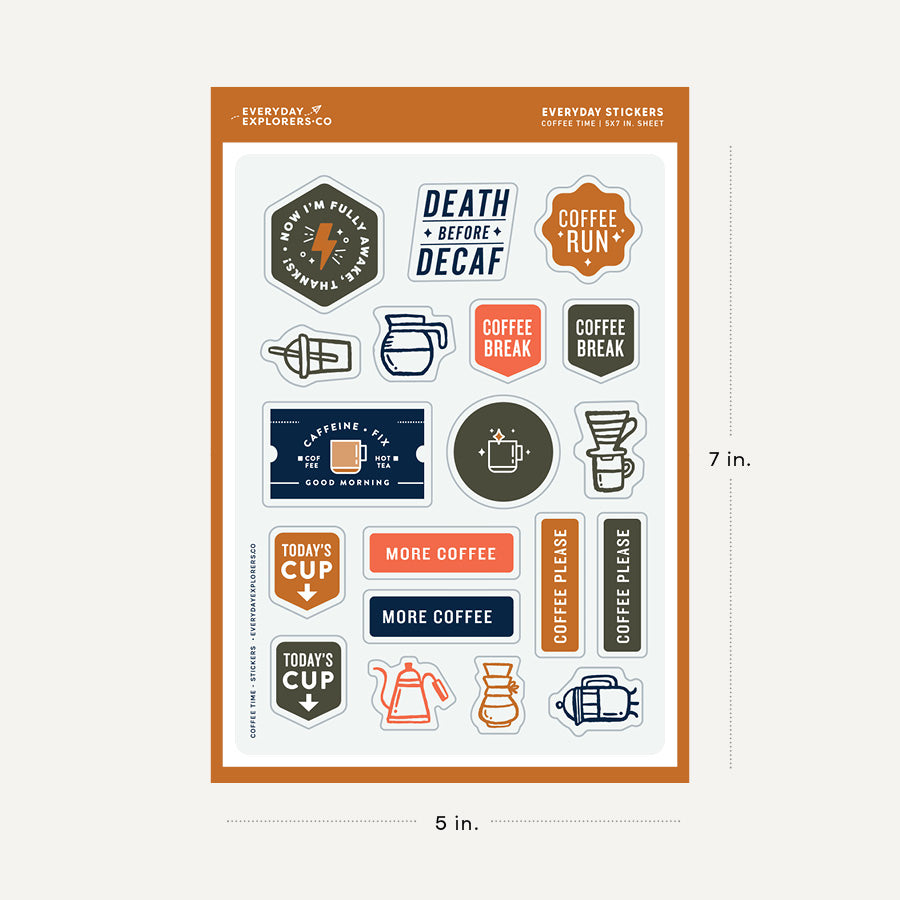 Coffee Time - 5x7 Sticker Sheet – Everyday Explorers PH